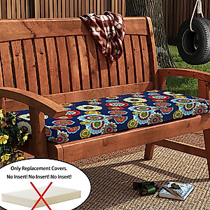 Magpie Fabrics Patio Bench Cushion Cover 45x18x3 Inch, NO Insert! Water&Fade Resistant Outdoor Loveseat Replacement Cover with Zipper (Heronsbill Navy)