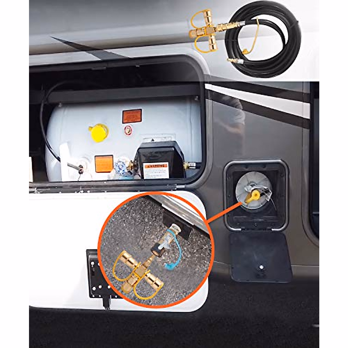 GASPRO Propane Splitter, 3 Ways 1/4inch RV Propane Quick Connect Fitting, Quick Disconnect Adapter for RV, Trailer, Camper, Connect to Propane Quick Connect Hose