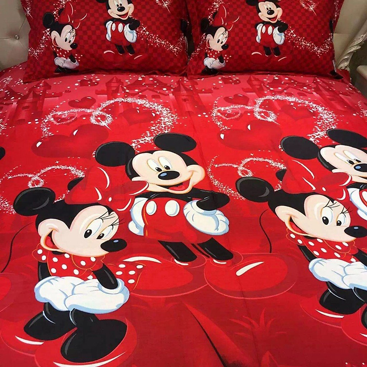 Haru Homie 100% Cotton Kids Reversible Printing Mickey Mouse Couples Duvet Cover 2PCS Bedding Set with Zipper Closure, Twin(No Comforter)