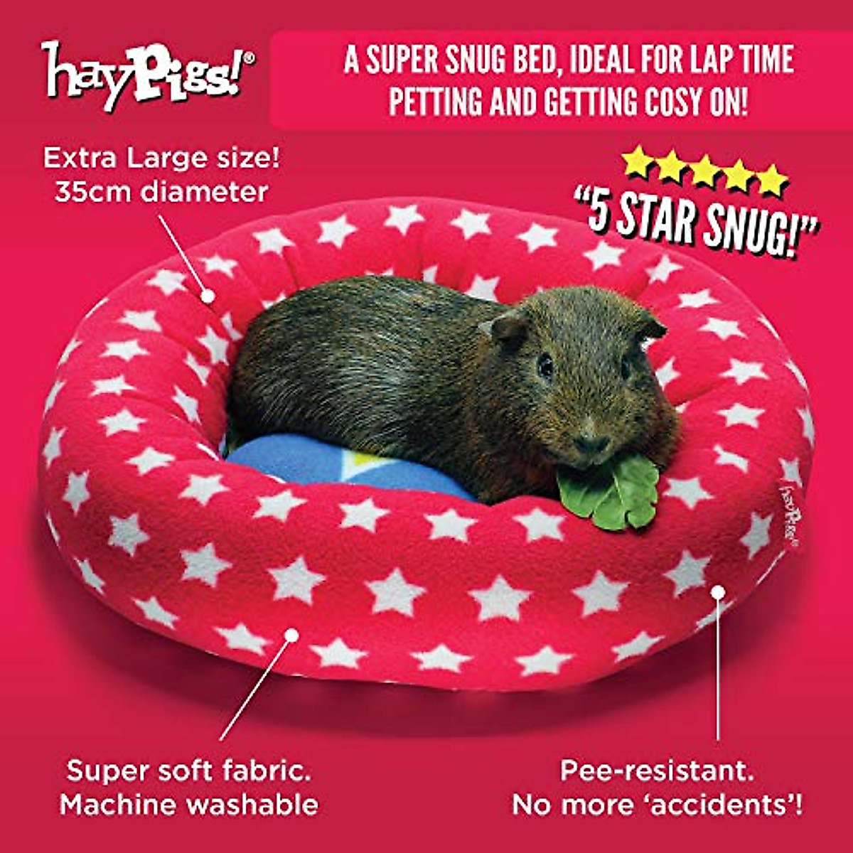 HAYPIGS Guinea Pig Toys and Accessories Circus Themed Fleece Bundle - Guinea Pig House - Guinea Pig Hideaway - Guinea Pig Bed - Guinea Pig Bedding - 4 x Absorbent Washable Pee Litter Pads