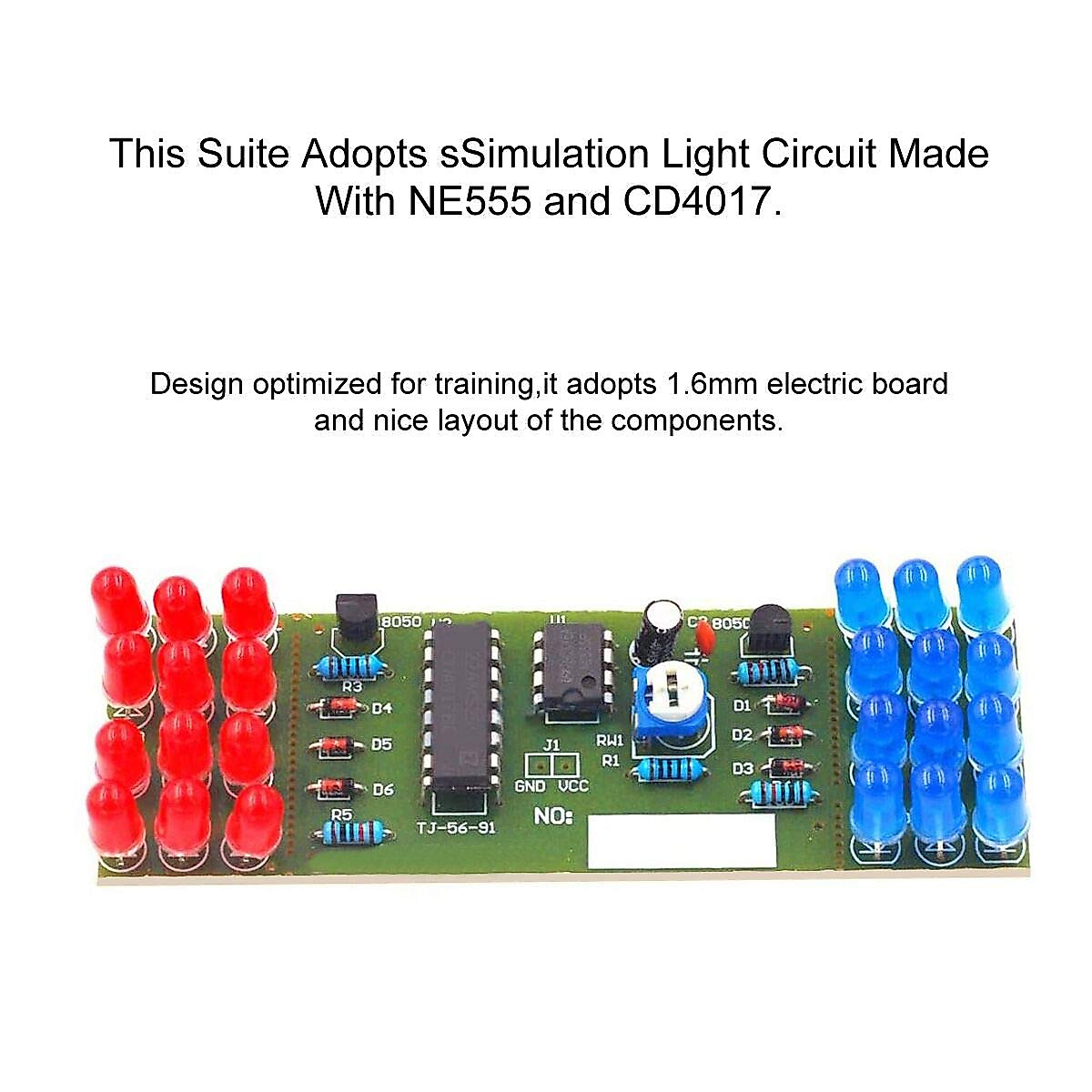 DORHEA 3 Set LED Flashing Lights Practice Board - NE555 CD4017 IC Kits - Red Blue Dual-Color DIY Kit - Strobe Electronic Suit Flashing Lights Components