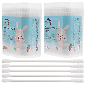 400PCS Cotton Swabs, Cotton Buds Swabs Cleaner Double Round Cotton Tip Cleaning Swabs with Paper Stick for Cleaning Ear Nose nose swabs Makeup chidren ear nose cotton sticks