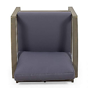 Christopher Knight Home Adrian Outdoor Acacia Wood Club Chairs with Water Resistant Cushions, Gray and Dark Gray