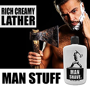 Man Shave Men's Shaving Cream | All Natural Shave Cream for Men with Shea Butter, Aloe Vera Gel and Sweet Almond Oil | Ultra Thick for Razor Burn Protection | Shaving Gift by Man Stuff