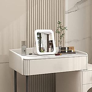 ROLOVE 8"x10" Lighted Vanity Mirror, Makeup Mirror with Light, Dimmable Touch Screen, Portable Travel Mirror with U-Shaped Bracket, Cosmetic Mirror with Lights for Makeup Desk ＆ Dressing Room