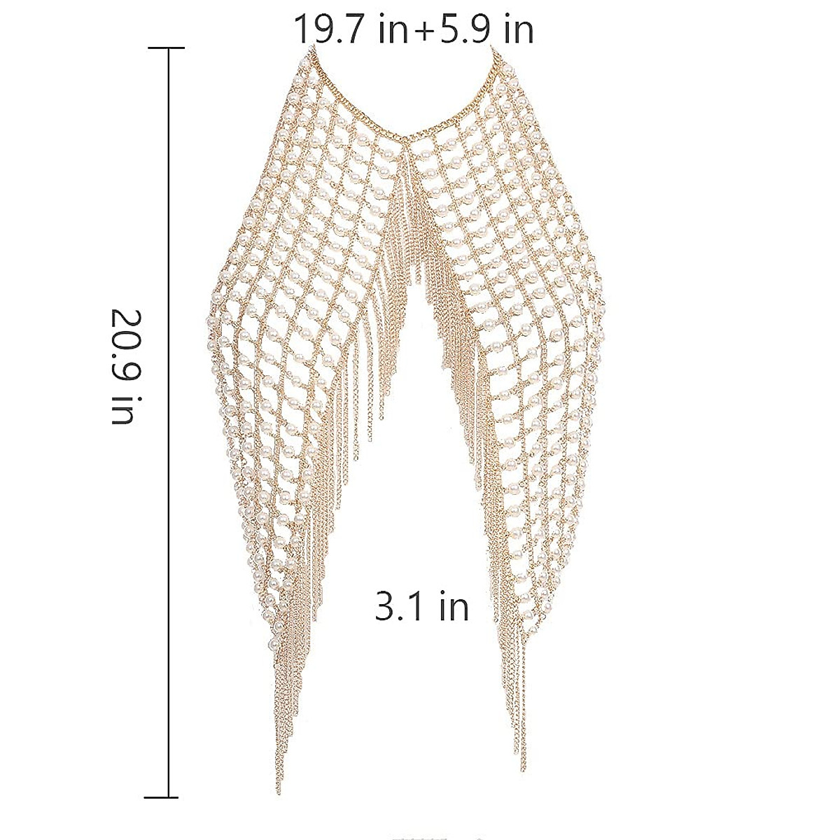 Foyte Sexy Pearl Tassels Body Chains Summer Bikini Gold Body Chain Beach Bra Body Chain Sparkly Body Accessorices for Women and Girls (Pearl)