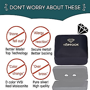 Moissanite Stud Earrings Lab Created Diamond 18K White Gold Plated 925 Sterling Silver Earring Jewelry Gifts for Women Men (1 CTW (Gold Colored))