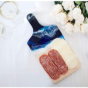 Ocean Theme Wood Cutting Board with handle or Cheese Serving Board Party Tray Coastal Decor