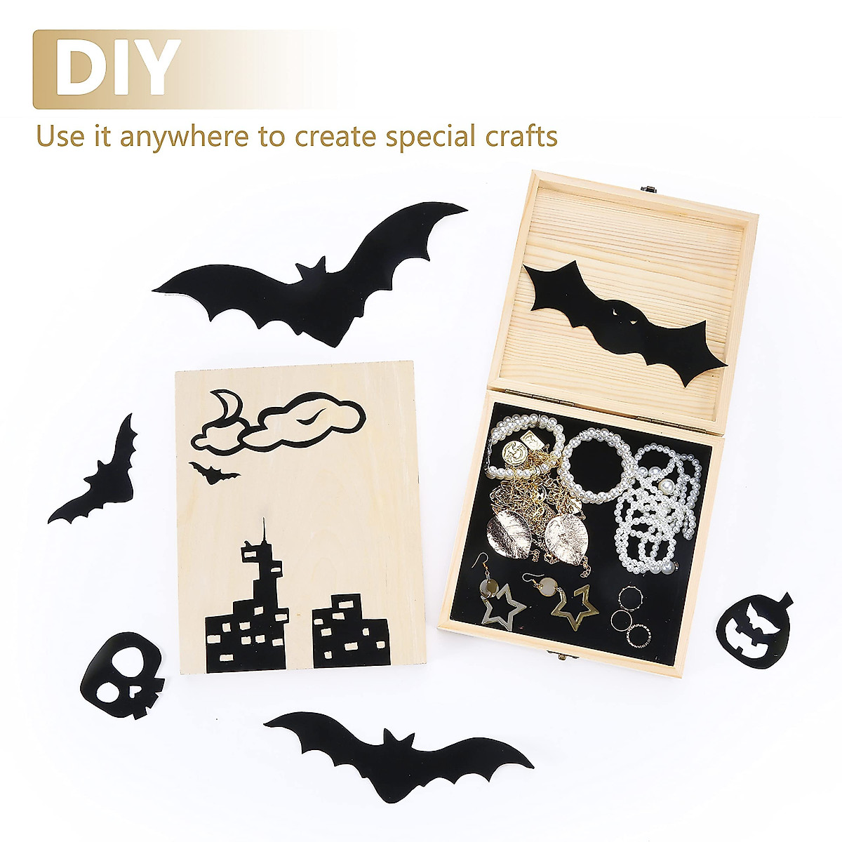 Caydo 12PCS Black Self Adhesive Felt Sheets, Soft Velvet Sticky Back Felt for Jewelry Box and Drawer Liner, Art and Craft Making(A4 Size)