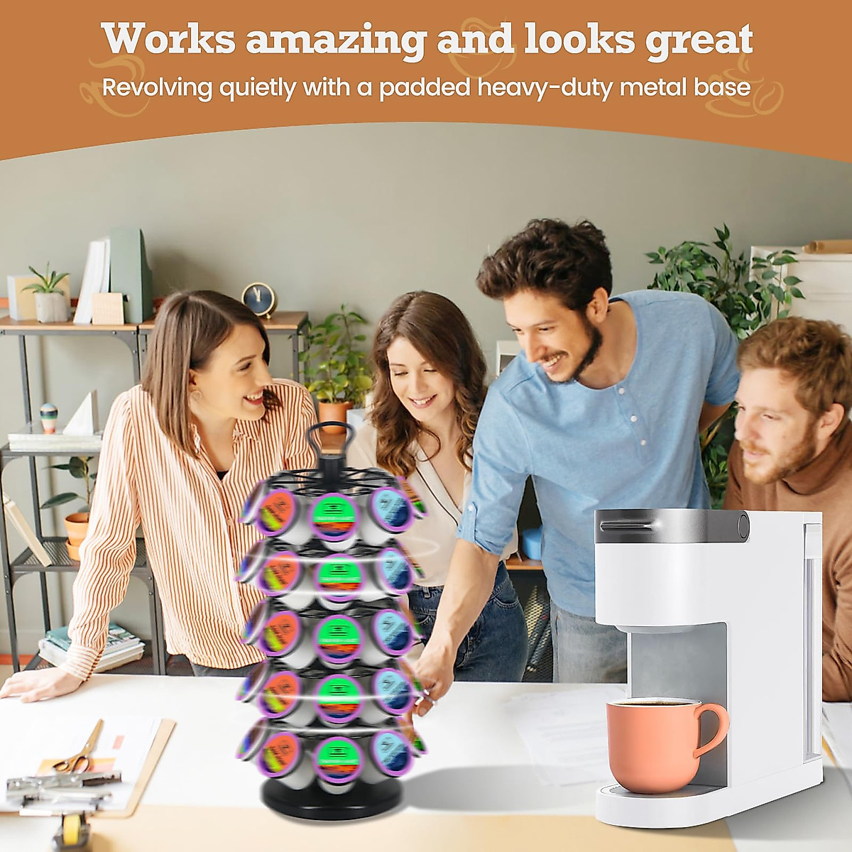 BLACKSMITH FAMILY K Cup Holders,K Cup Holder, K Cups Holder,K Cup Carousel, Coffee Pods Holder Storage Organizer Stand with KD Design (Glossy Black, 40 Pods Capacity)