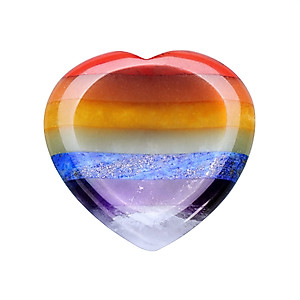 CrystalTears Chakra Worry Stone for Anxiety Heart Shape 7 Chakra Healing Crystals Pocket Palm Stone Thumb Worry Stone Anxiety Crystal for Stress Relief Chakra Healing Meditation Crystal Therapy