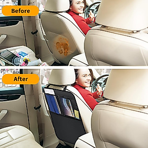 Kick Mats with Organizer - 2 Pack Backseat Protector Seat Covers for Your Car, SUV, Minivan or Truck Seats - Vehicle Back Seat Kids Safety Accessories - Universal Fit Automotive Interior Protectors