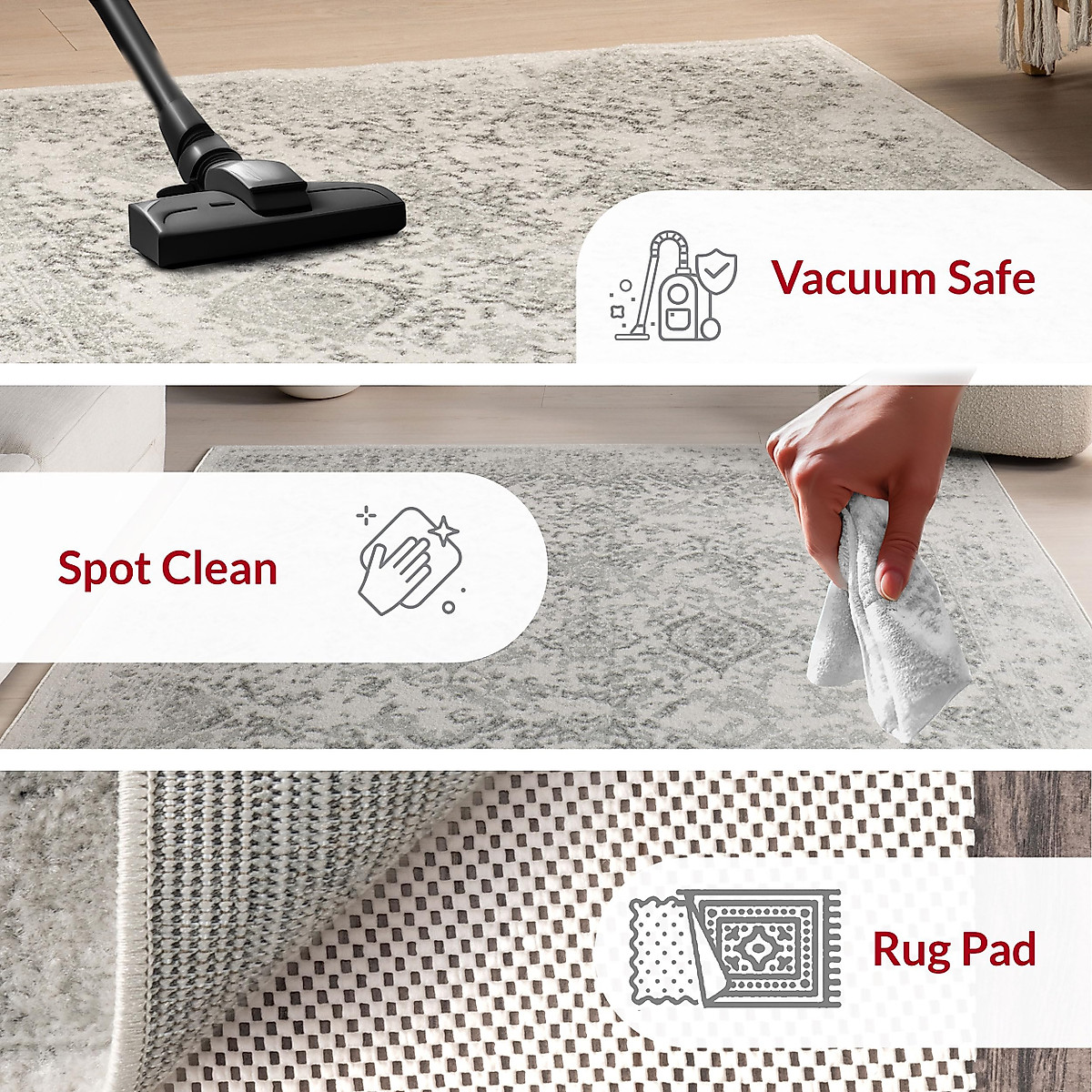 nuLOOM Odell Faded Vintage Area Rug, 5x7, Ivory