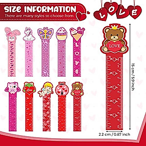 100 Pieces Valentine's Day Bookmark Ruler for Happy Valentine Day Teacher Prizes Classroom Students 10 Styles for Classroom, School, Valentine's Day Parties Favor Exchanges