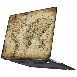 AMCJJ Compatible with MacBook Air 13 Inch Case 2021 2020 Release A2337 M1/A2179 with Retina & Touch ID, Shiny Plastic Hard Shell Case & Keyboard Cover, World Map