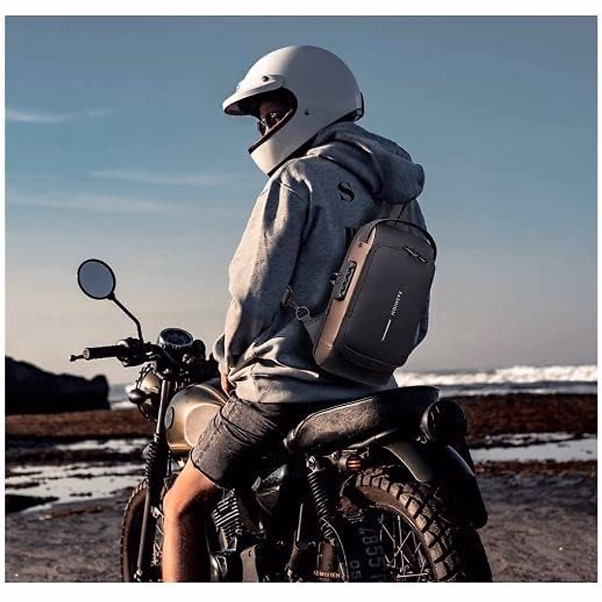 Anti theft Crossbody Sling Bag ,Waterproof Chest Daypack with USB Charging, Shoulder Backpack for Men Women (Brown and Gray)