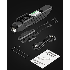 TOUGHSOUL Tactical Flashlight Green Red Laser Sight Combo, 1450 Lumen Picatinny Rail MLOK Mounted Rechargeable Rifle Flashlight (Red Laser)
