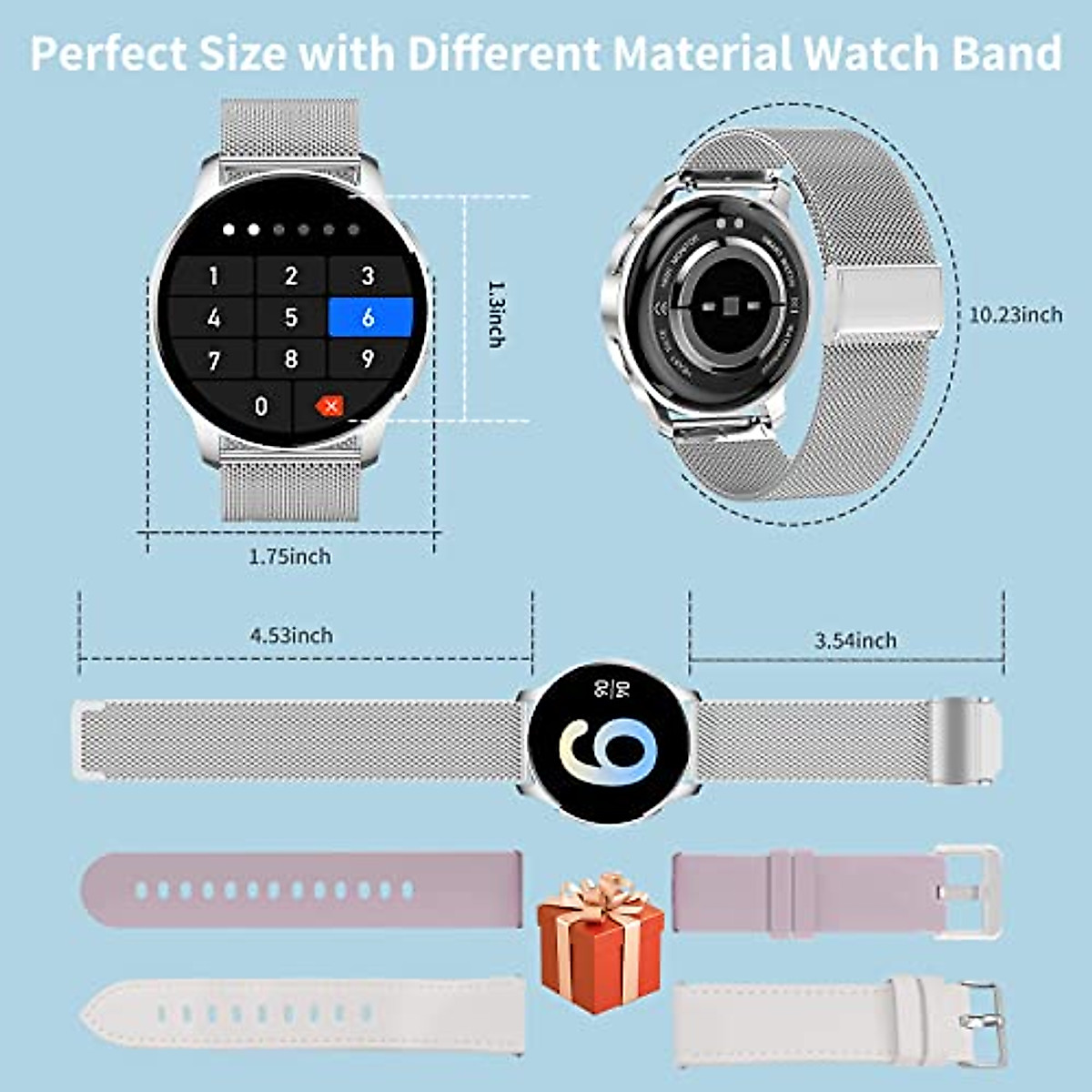 Efolen Smart Watch for Women, Fashion Fitness Watch for iPhone Android Phone Answer/Make Call, 1.32'' HD Full Touch Screen Smartwatch with GPS Tracker Heart Rate Sleep Monitor Pedometer, Silver