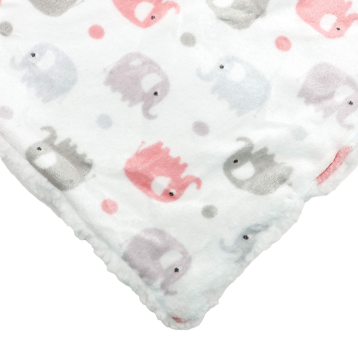 EVERYDAY KIDS Large Ultra Soft Gray and Pink Elephant Minky Baby Blanket for Girls Mink and Sherpa Toddler and Baby Girl Blanket Measures 30 x 40”; Trendy Animal Elephant Baby Nursery Decor