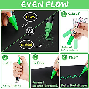 Liquid Chalk Markers Pens - 12 Colors Washable & Wet Erase Neon Chalk Makers for Blackboard, Chalkboard Signs, Glass Window, Graduation Celebration School Kids Art - Erasable Window Markers for Cars