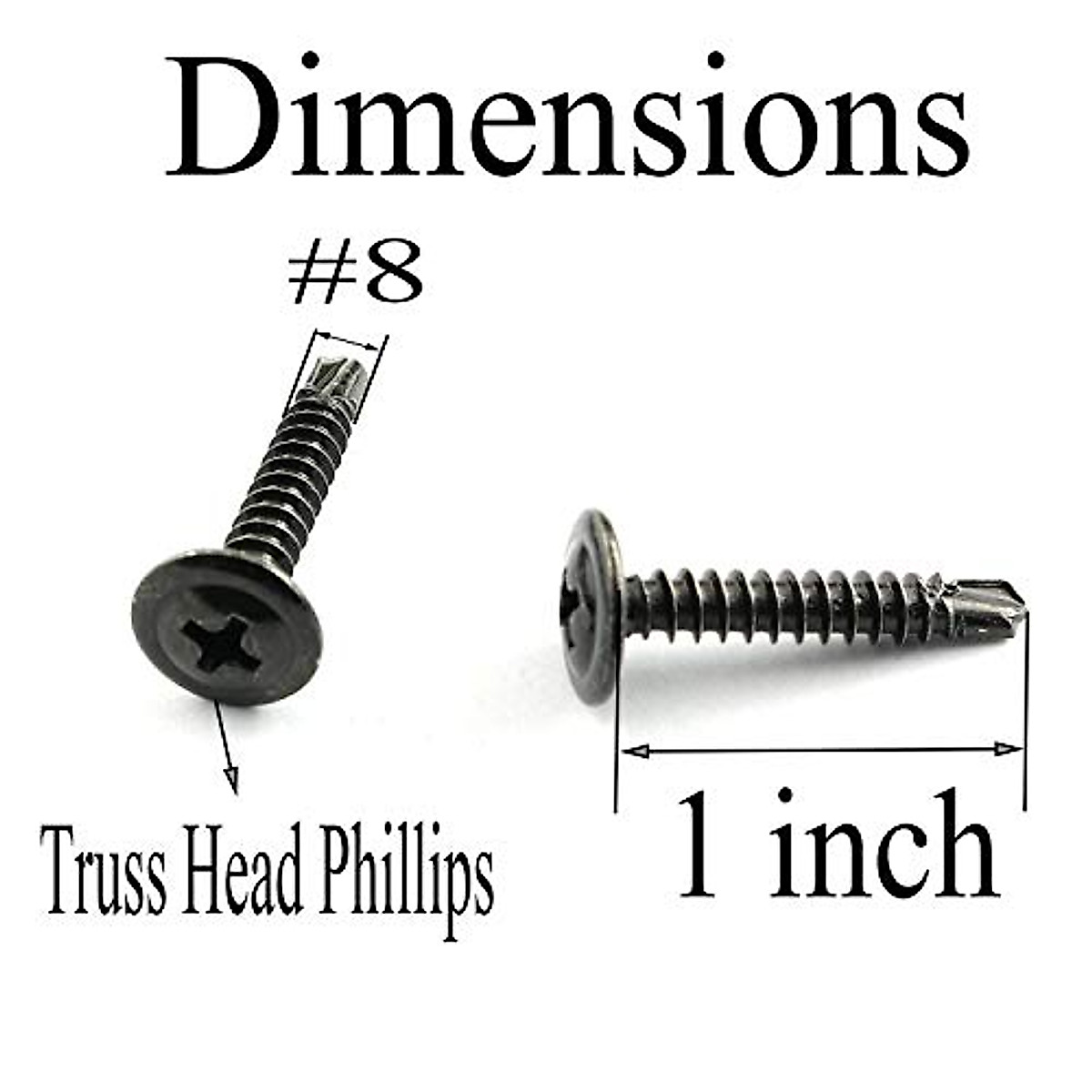 Pro Bamboo Kitchen 50pcs #8 x 1" Carbon Steel Cross Large Self-Tapping Truss Head Screws Black