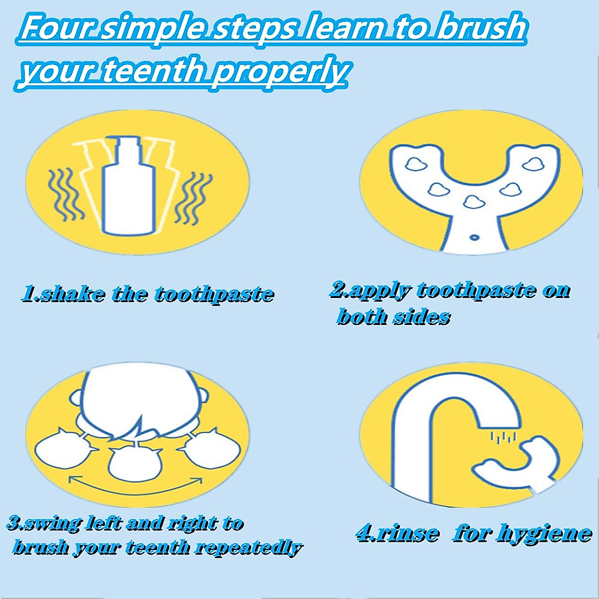 CHICING U-Shaped Toothbrush Kids 3 PCS,Food Grade Silicone Head, Manual Whole Mouth Toothbrush for Kids Age 2-8