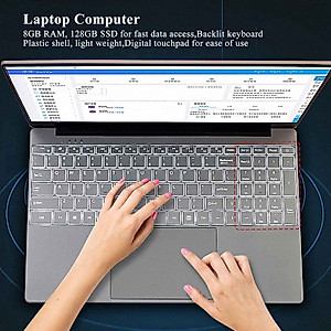 GOWENIC 15.6in Laptop, Notebook Computer with 14inch IPS 1920 x 1080 HD Screen, Touchpad, 8GB RAM, 128GB SSD, Intel J4125 Processor, WiFi, BT, 0.3MP Camera, for Win 11