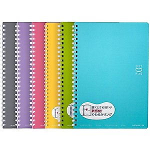 KOKUYO D Shaped Soft Ring Notebook, 6mm ruled w/dot-lines, 29 Lines, 50 Sheets, A5, 6 Colors Set, Japan Import (SU-SV331BT)