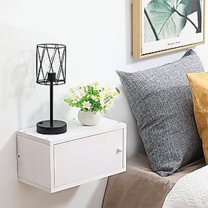 Adowes Floating Nightstand Shelves Wall Mounted, Small Furniture with Removable Door, Farmhouse Wood Wall Shelves for Storage and Display for Bedroom Living Room Vintage White