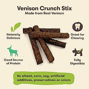 Pet 'n Shape Venison Crunch Sticks, 15 Count - Dog Chews - No Artificial Flavors, Colors, Or Preservatives - Protein Rich Alternative to Rawhide