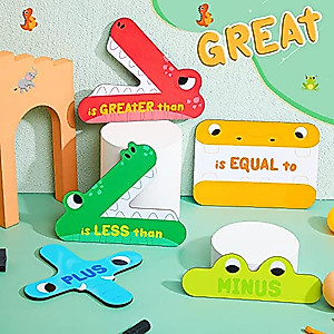 Flutesan 5 Pack Math Sign Magnetic Teacher Tools, Greater Than and Less Than, Plus, Minus, Equal to, Animal Math Magnets for Teacher School Classroom Supplies, Help Kids to Learn and Understand Math