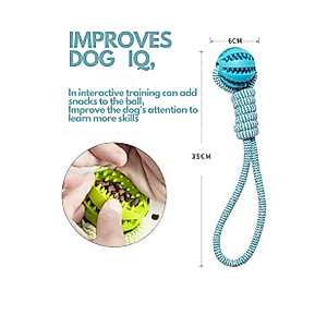 Generic Interactive Dog Rope Ball Toy (3 Colors). Interactive Dog Toy, Teeth Cleaning, Food Dispensing, Toy for Tug of War Playing, Durable Rubber Ball (Green)