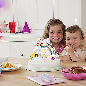 1PCS Cute Kitty Cake Topper for Kitty Party Supplies Decorations, Kitty Birthday Party Cake Decorations for Kids Girls Boys Happy Birthday Baby Shower Decor