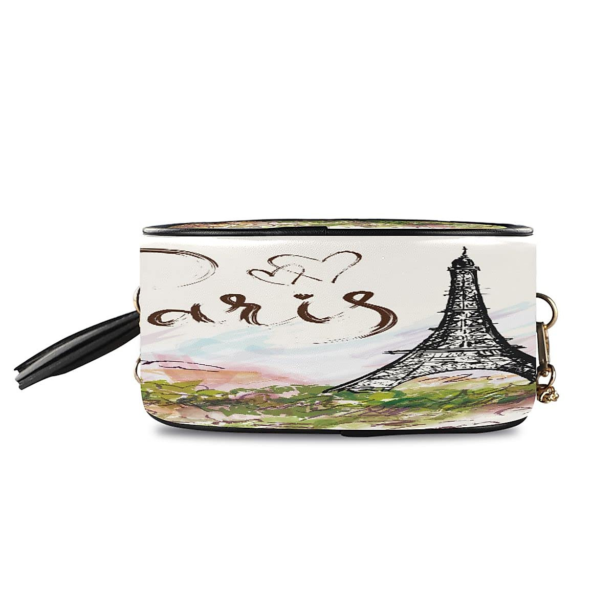 ALAZA Watercolor Paris Eiffel Tower PU Leather Small Women Crossbody Shoulder Bag Purse Wallet with Adjustable Chain Strap