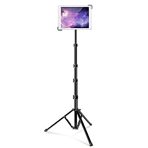 elitehood iPad Tripod Stand, Aluminum Alloy iPad Stand, 360 Rotation Adjustable Height iPad Stand Holder for Floor, Universal Compatible with iPad Mini, iPad Air, iPad and All 7.9-11 Inch Tablet