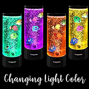 Playlearn Fake Fish Tank Mini Bubble Lamp – Fake Aquarium - Color Changing Sensory Lamp- 11 Inch