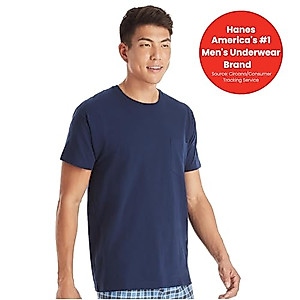 Hanes Men's Pocket T-Shirt Pack, Cotton Crewneck Pocket Tees Assorted - 6 Pack , Moisture-Wicking T-Shirt