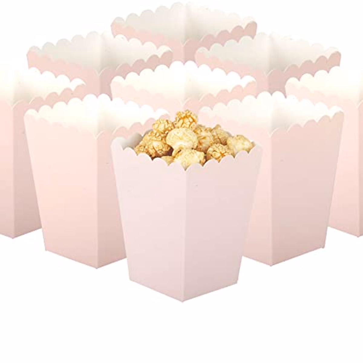 WOPARTY Light Pink Popcorn Boxes Set of 36 Mini Paper Popcorn Favor Boxes,Open-Top Cardboard Popcorn Container for Party Supplies
