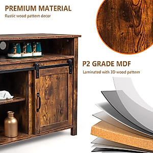 VINGLI Fireplace TV Stand for TVs Up to 65 Inch, Farmhouse Entertainment Center with 1500W/23'' Electric Fireplace Insert and Sliding Barn Doors (59'' x 16'' x 29'', Rustic Brown)