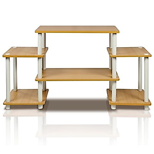 Furinno Turn-N-Tube No Tools Entertainment TV Stands, Beech/White, Square Corner