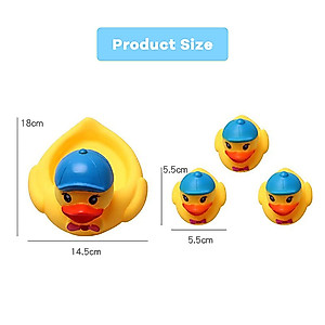 Bath Duck Toys 4Pcs Family Rubber Ducky Float&Squeak Baby Toddlers Preschool Bathtub Shower Toy (Yellow)