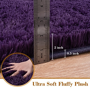 Fosirug Rugs for Bedroom 5x8 Feet Area Rug for Living Room Ultra Soft Shaggy Carpet for Home Decor Long Plush Fluffy Mat Faux Fur Rug for Bedside Nursery Kids Room College Drom, Purple