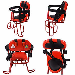 Futchoy Child Bike Seat, Rear Mounted Child Bike Seats, Back Mount Kids Seat with Non-Slip Armrests/Pedals Padde/Seat Belt/U-shaped Guardrail, Hold Up to 88lbs, Suitable for Children Aged 1-3 (Red)