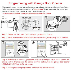 Garage WI-FI Remote Control for Grarage Door Opener with Orange/Red Learn Button,USB Type WI-FI Gate Remote Phone APP Control to Garage Opener,No hub Needed,Timer & Schedule,No Wiring Need