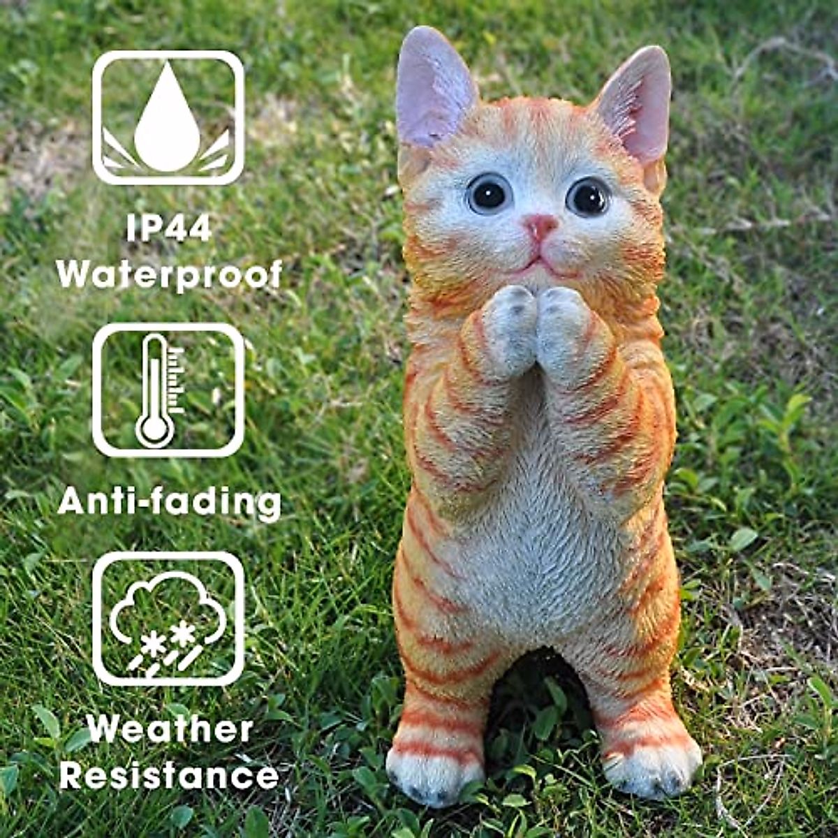 Cat Statue Outdoor Garden Decor Cat Statues for Garden Sculptures and Statues Orange Tabby Sculpture & Figurines Cat Lover Gifts for Women Kitten Yard Patio Decoration
