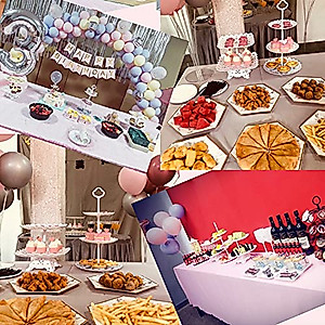 Alysontech 2pcs 3-Tier Plastic Round Cupcake Stand Dessert Plates Mini Cakes Fruit Candy Display Tower White for Kids Birthday Tea Party Baby Shower Serving Tray Big (Round US Stock)