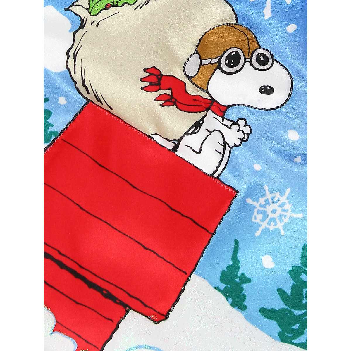 Peanuts Snoopy Kurt Adler Cuffed Satin Holiday Stocking (19", Blue/White)