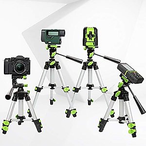 Huepar TPD05 19.7" Lightweight Aluminum Tripod-Mini Portable Adjustable Tripod for Laser Level and Camera, with 3-Way Flexible Pan Head and Bubble Level, Quick Release Plate with 1/4"-20 Screw Mount