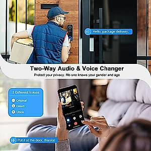Wireless Doorbell Camera,2K Smart Video Doorbell,Door Bell Cameras Wireless with Chime,Wifi Doorbell,3:4 Aspect Ratio,2-Way Audio,Anti-Theft Alarm,PIR Detect,Alexa,Battery Doorbells for Home Security