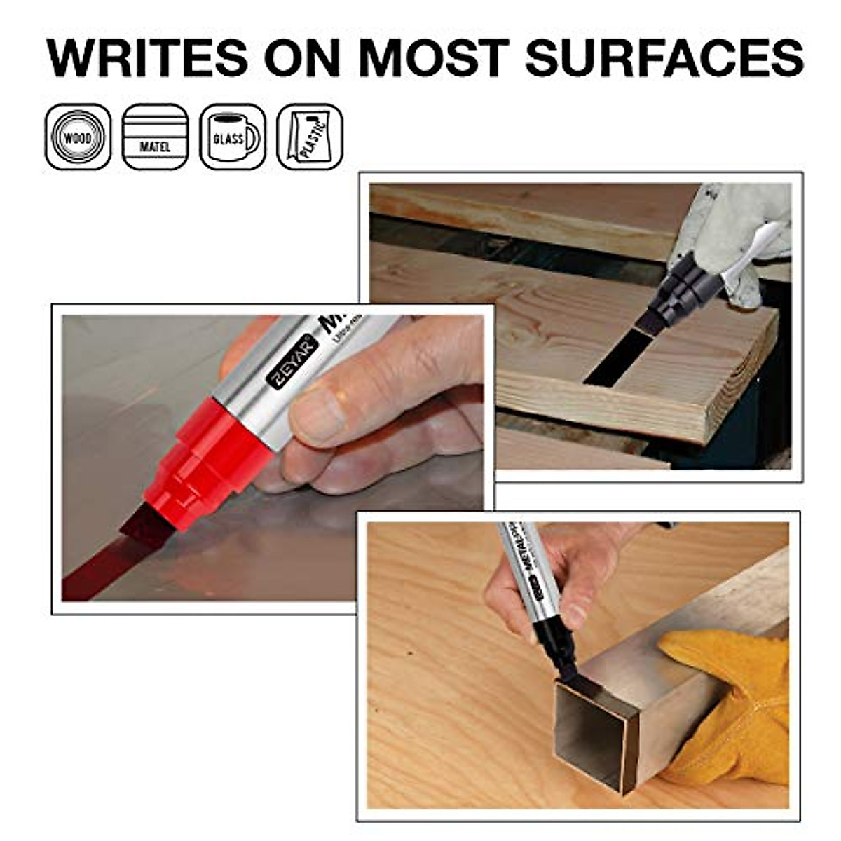 ZEYAR Permanent Markers Pen, JUMBO Size, Aluminum Barrel, Set of 2, Premium Waterproof & Smear Proof Markers, Quick Drying, Writes on most surfaces (Black & Green)